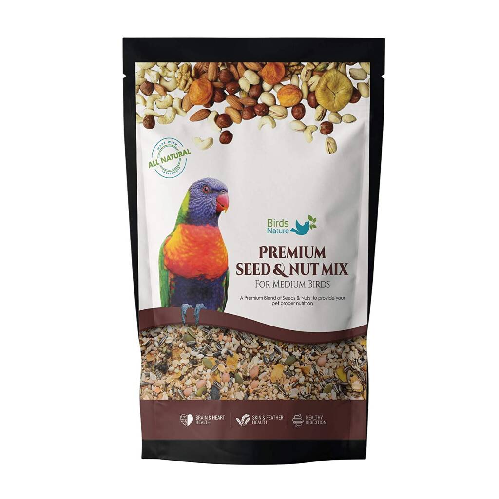 BirdsNature Premium Seed & Nut Mix Food for Medium Birds,Cockatiels ...