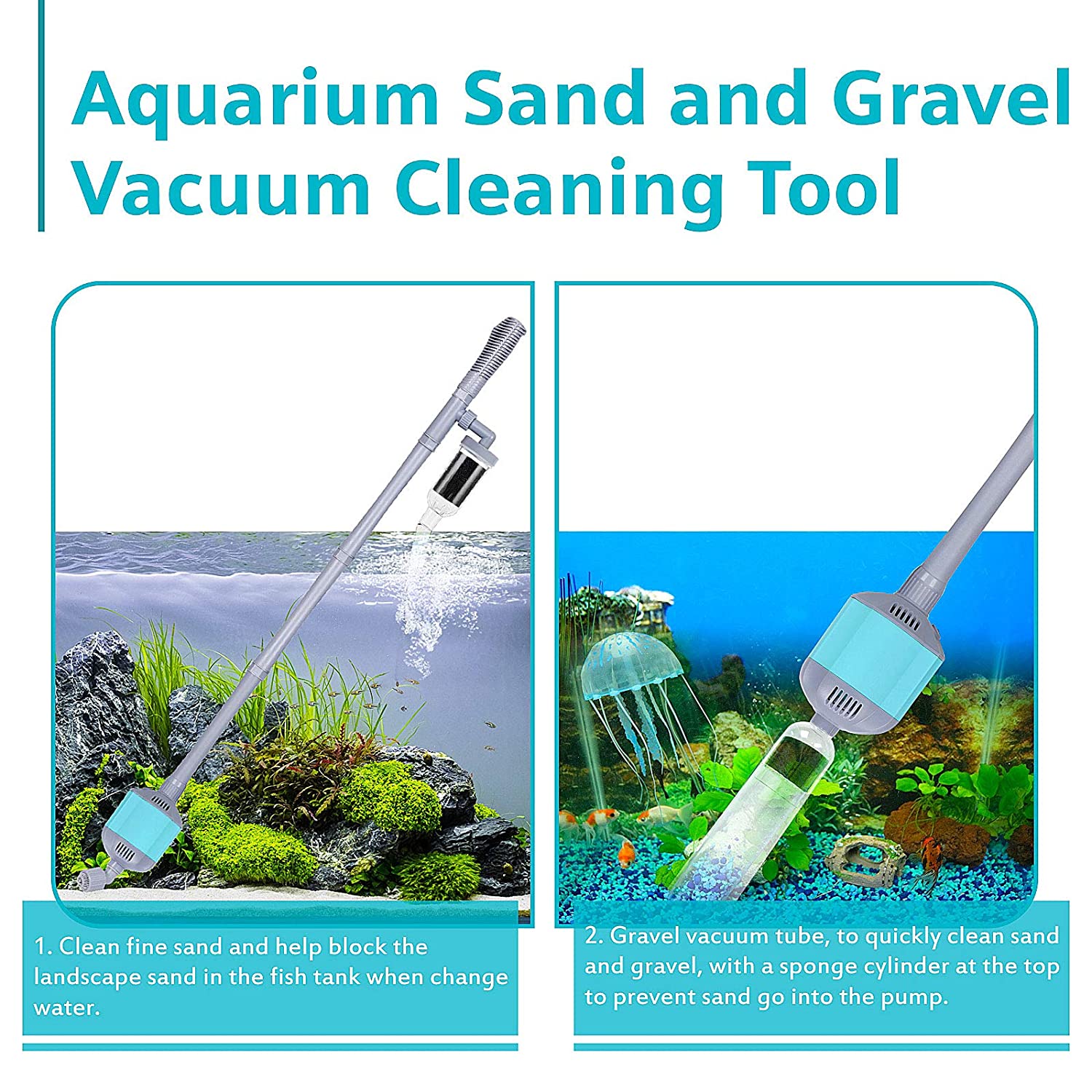 hygger Electric Aquarium Vacuum Cleaning Tools, 15W Automatic Sand ...