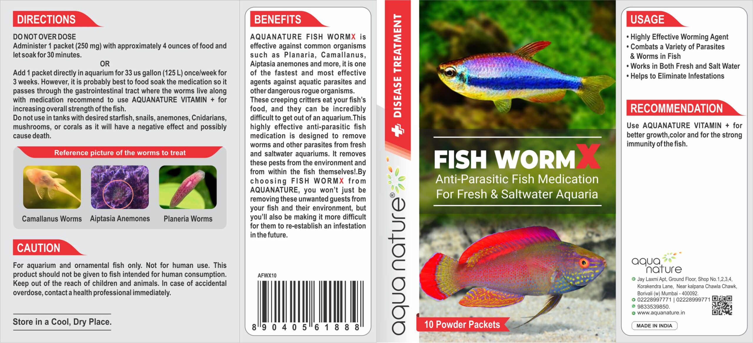 AquaNature Fish WormX Anti- Parasitic Fish Medication for Freshwater ...